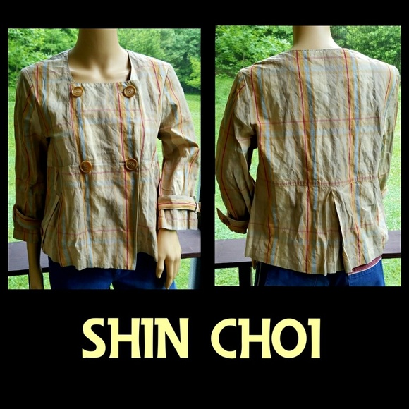 Shin Choi | Jackets & Coats | Shin Choiretro Plaid Crinkle Jacket ...